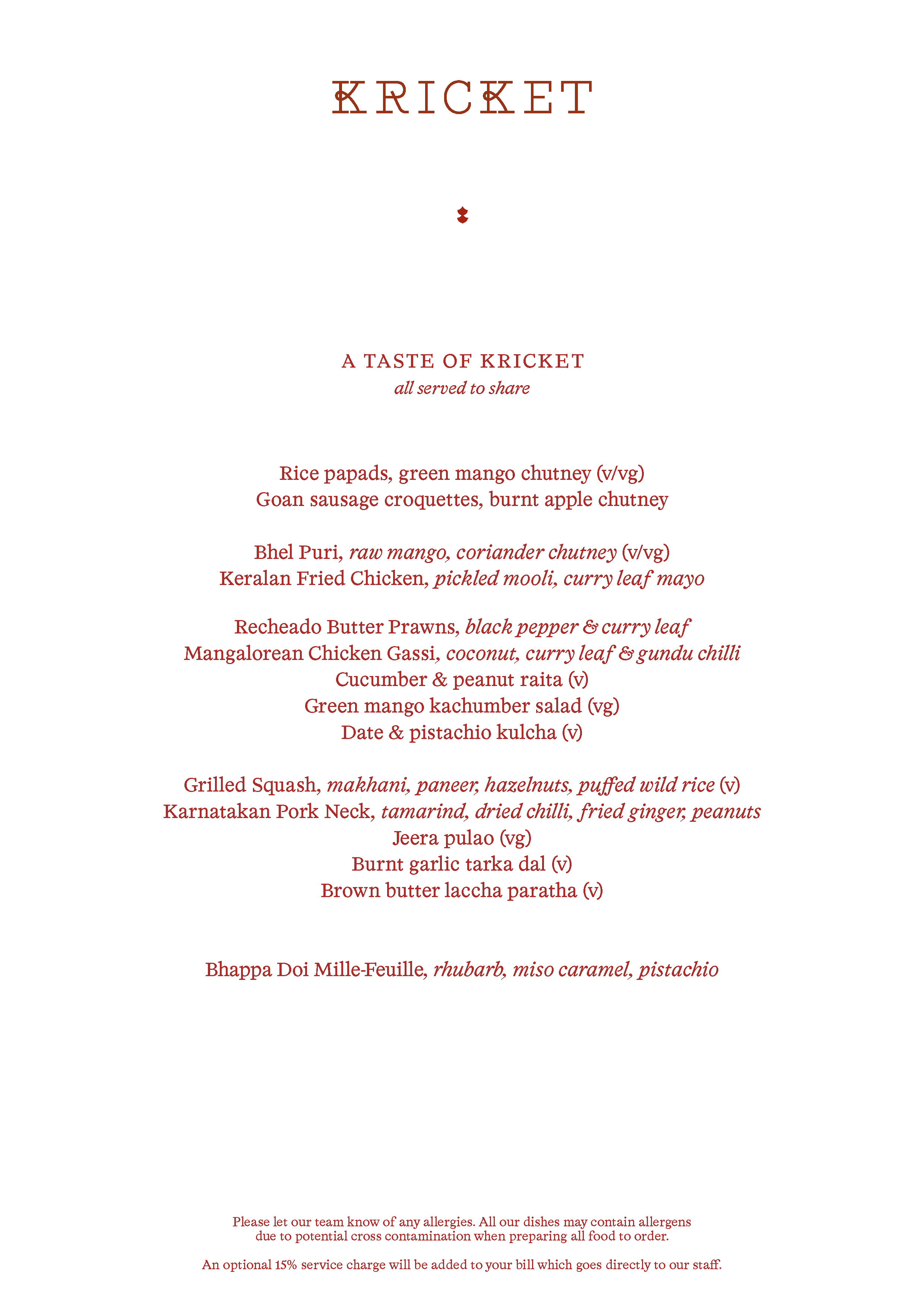 Menus - Kricket