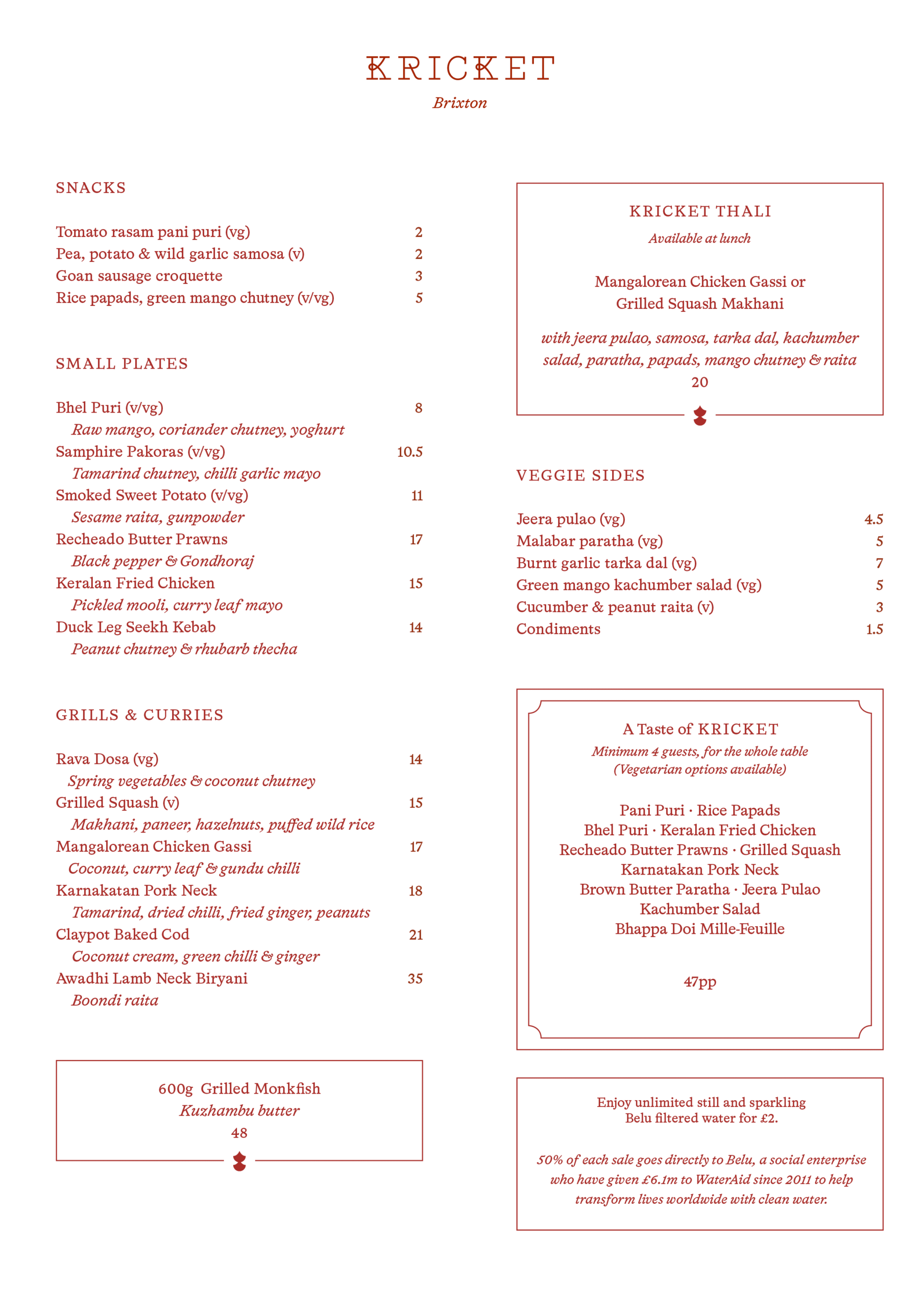Menus | Breakfast, Lunch, Dinner & Sunday Lunch in London