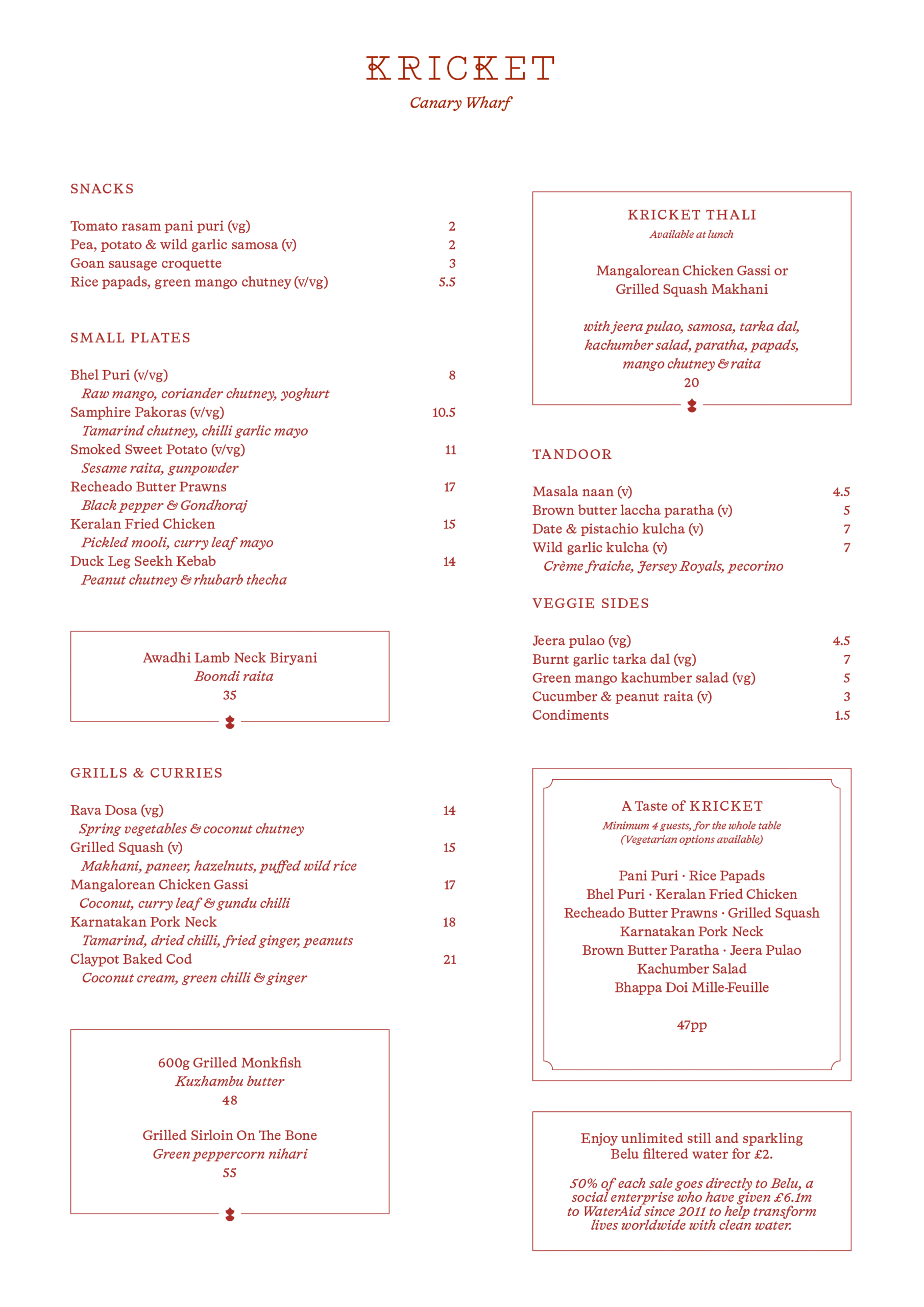 Menus | Breakfast, Lunch, Dinner & Sunday Lunch in London