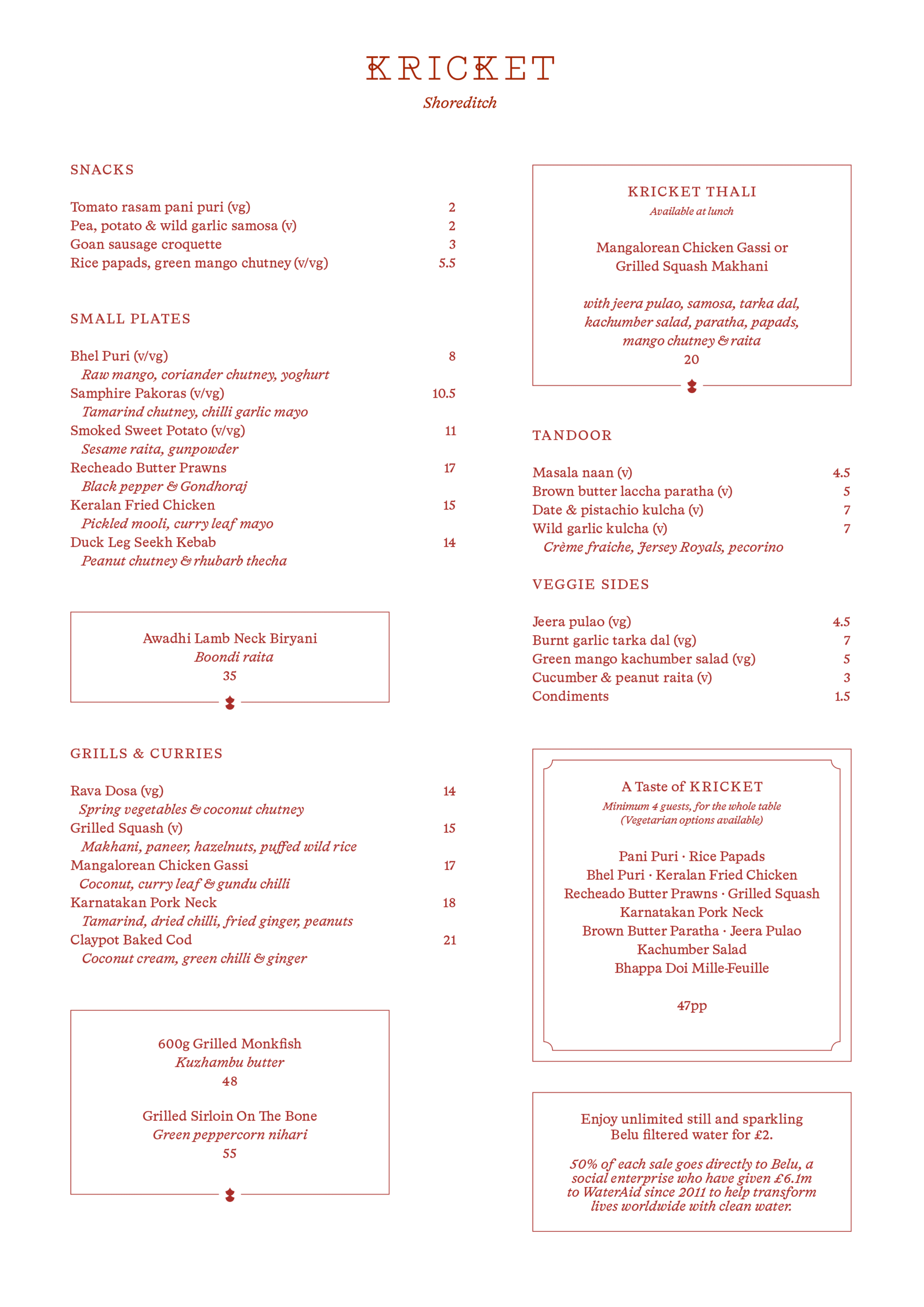 Menus | Breakfast, Lunch, Dinner & Sunday Lunch in London